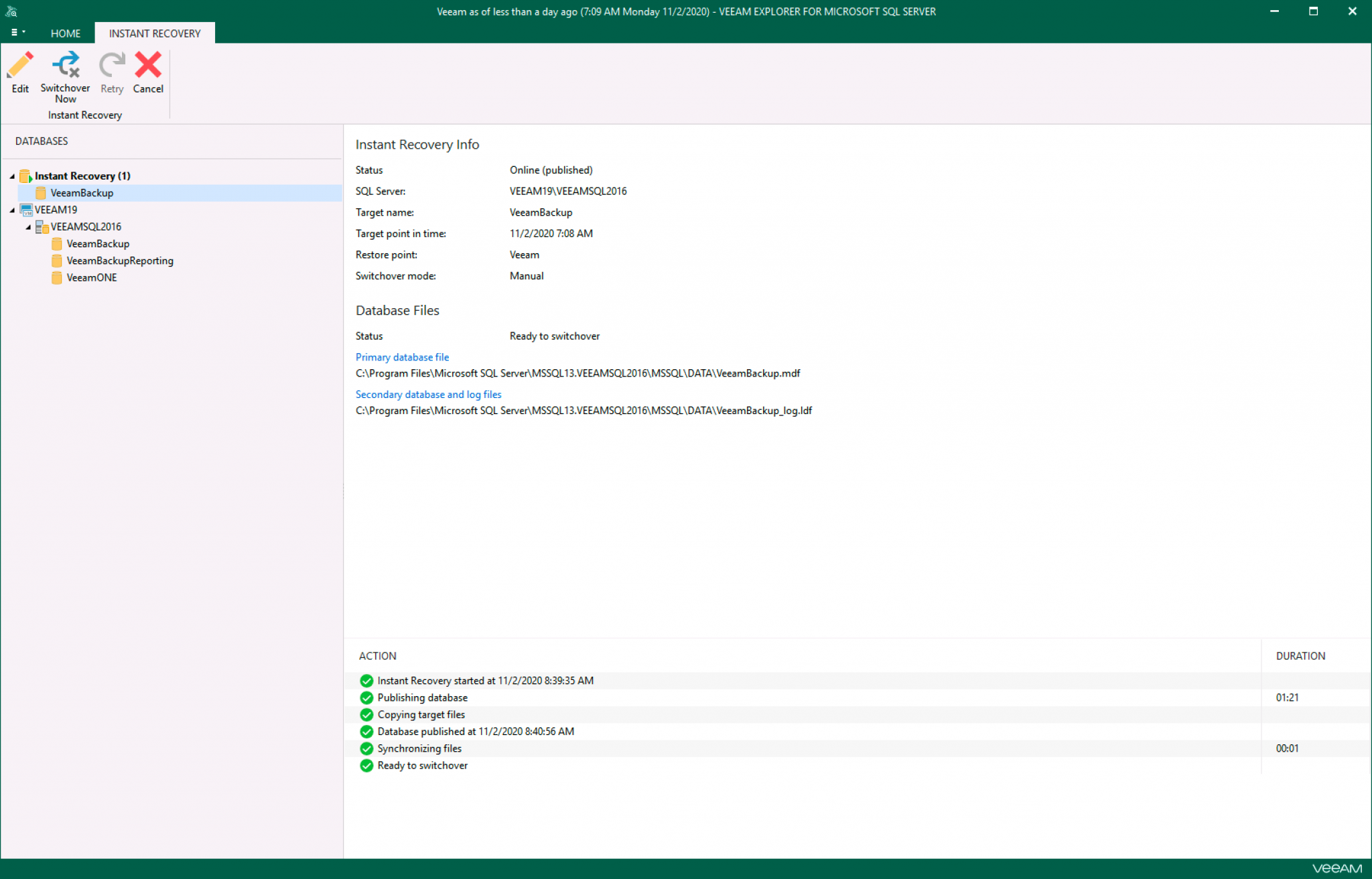 Veeam Backup & Replication V11: Instant MSSQL Recovery - KorP`s blog